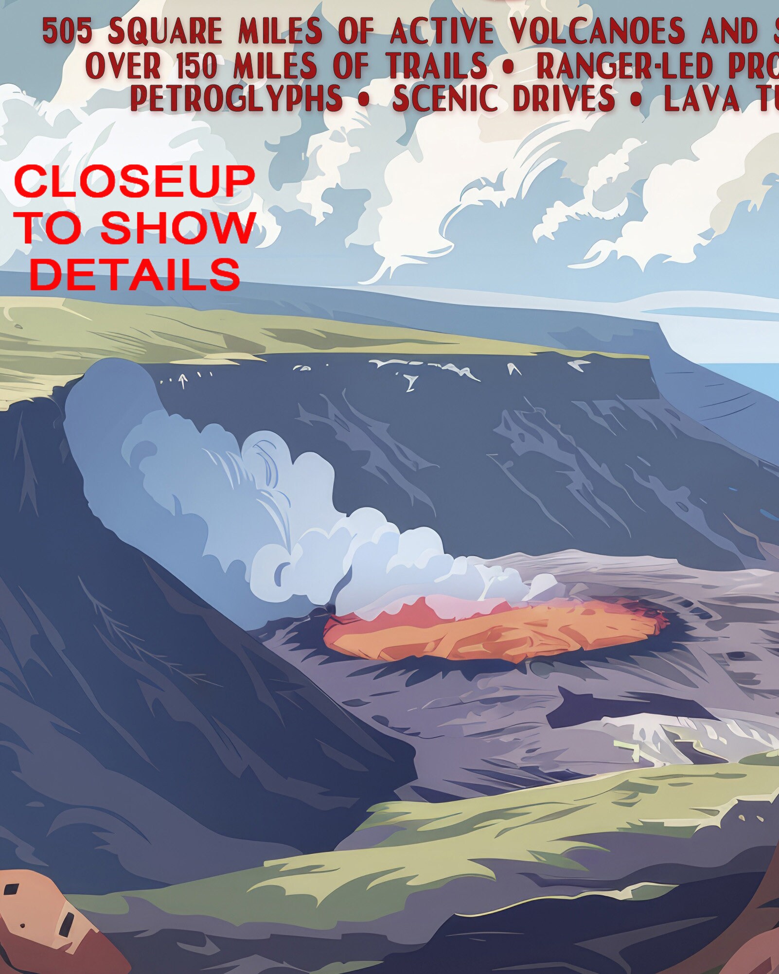 Hawai'i Volcanoes Poster, Hawaii Print, National Park Poster, National ...