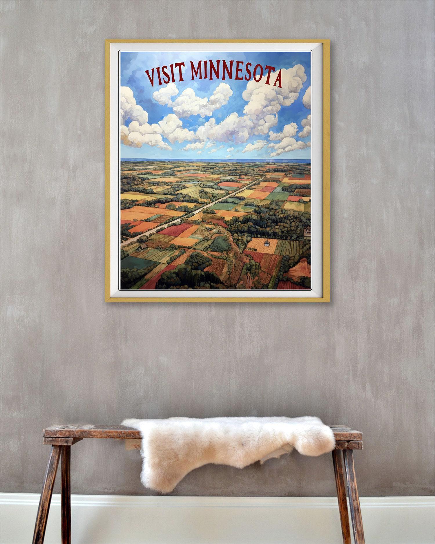 Minnesota Poster, Farm Landscape, Minnesota Countryside Print ...