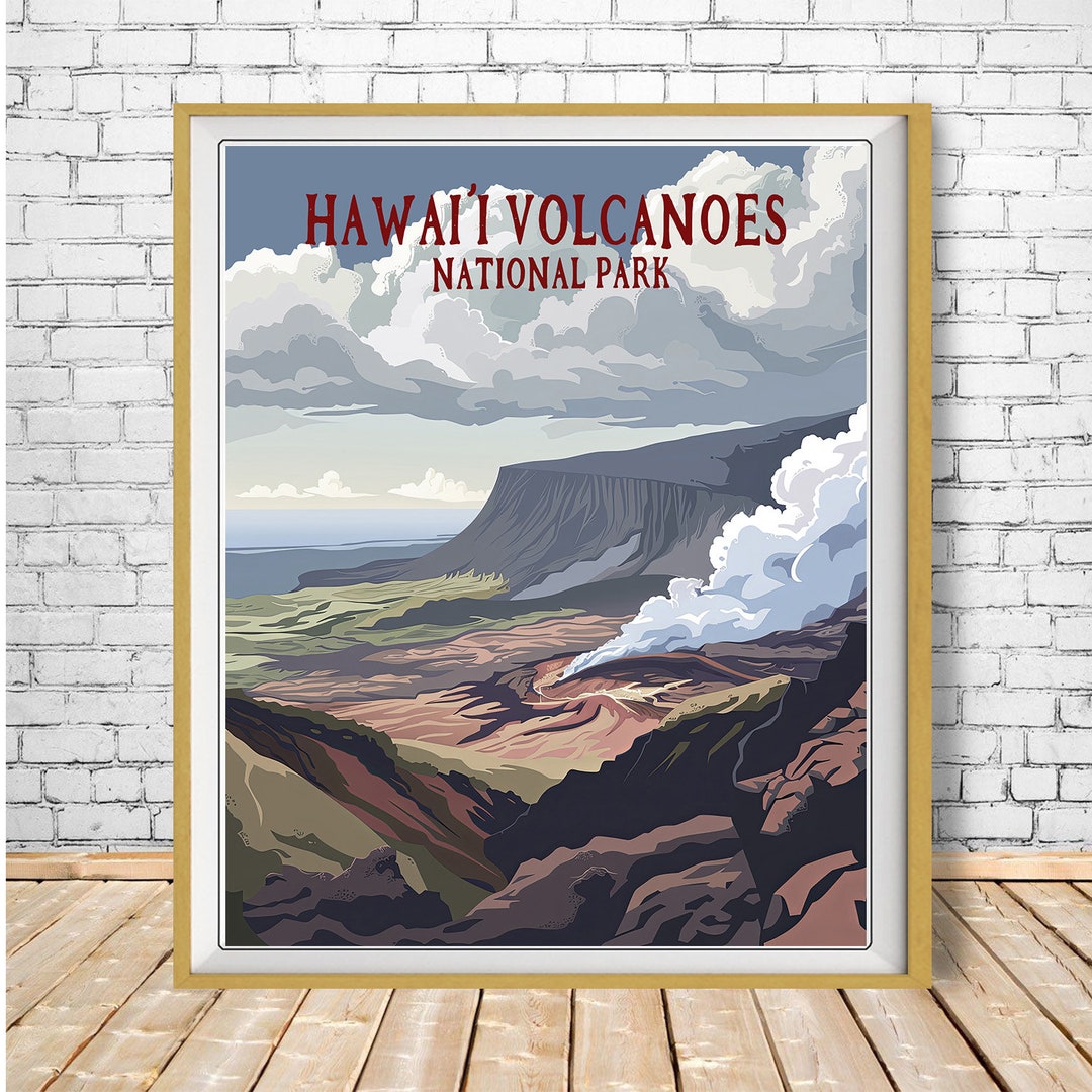 Hawai'i Volcanoes Poster, Hawaii Print, National Park Poster, National ...