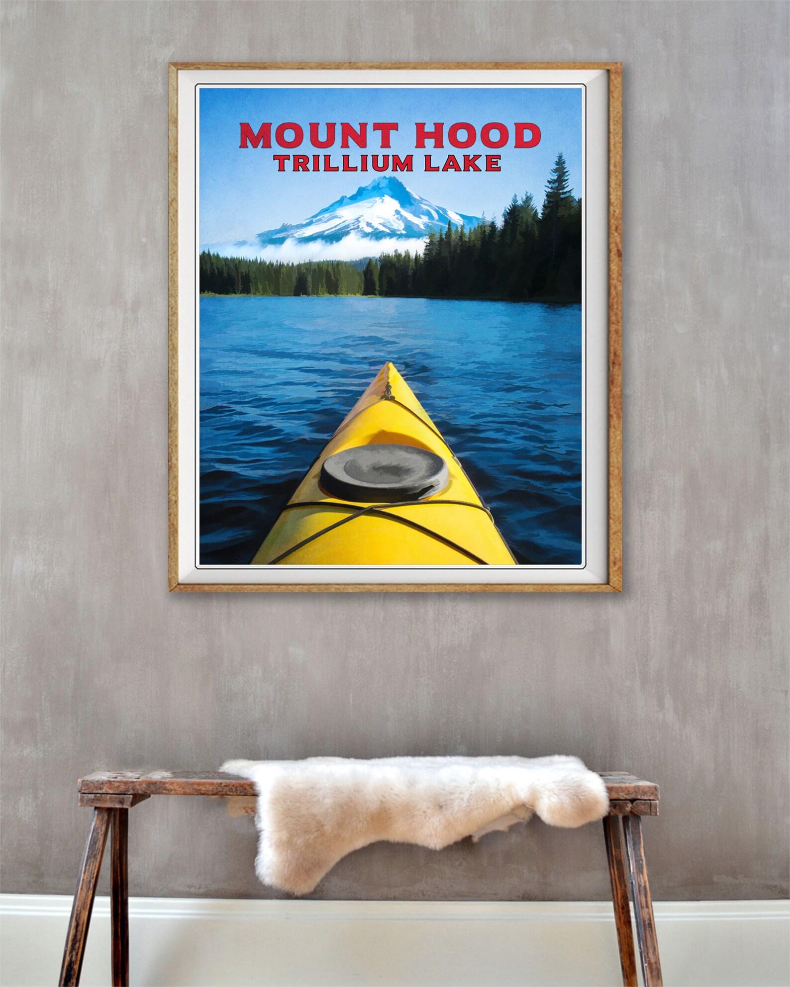 Mt Hood Poster, Kayak Print, Trillium Lake Print, Portland Oregon ...
