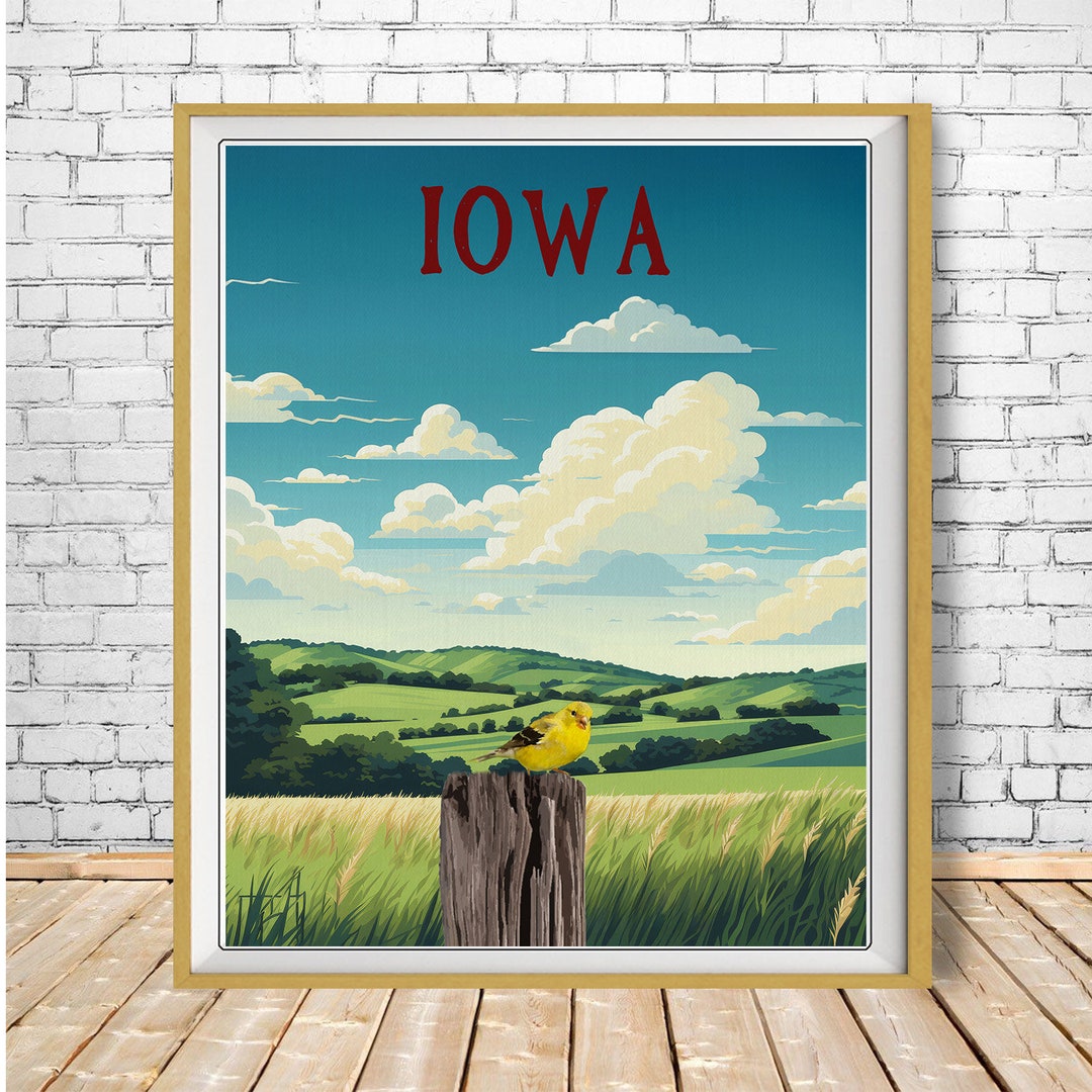 Iowa Poster, Goldfinch Print, State Bird, Iowa Landscape Print, Iowa ...