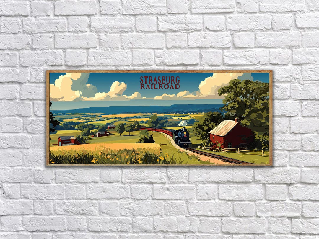 Strasburg Railroad Poster – Panoramic Vintage Steam Train Wall Art ...