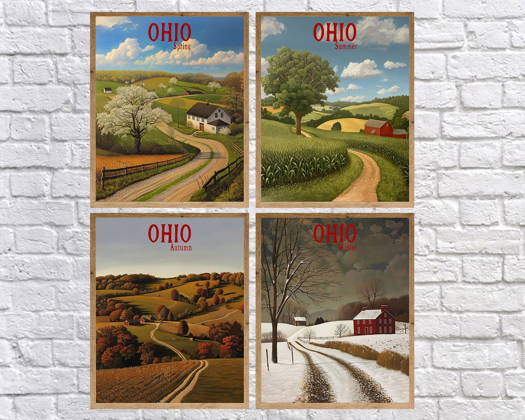 Ohio Posters, Discounted Set, Ohio Prints, Four Seasons, Columbus ...