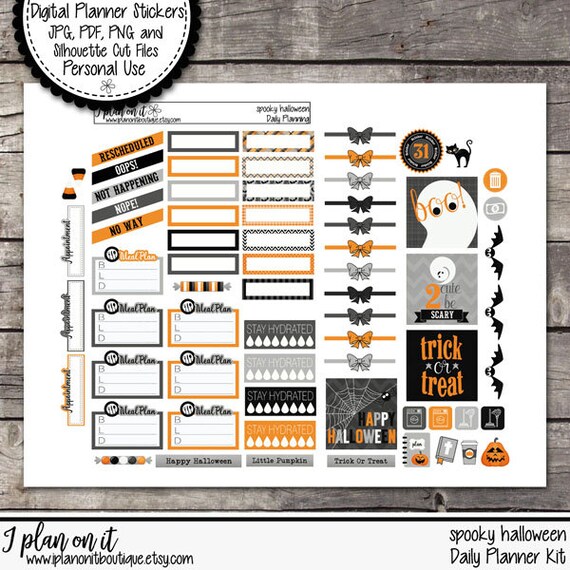 Spooky Halloween Printable Planner Stickers Daily Planner - Etsy