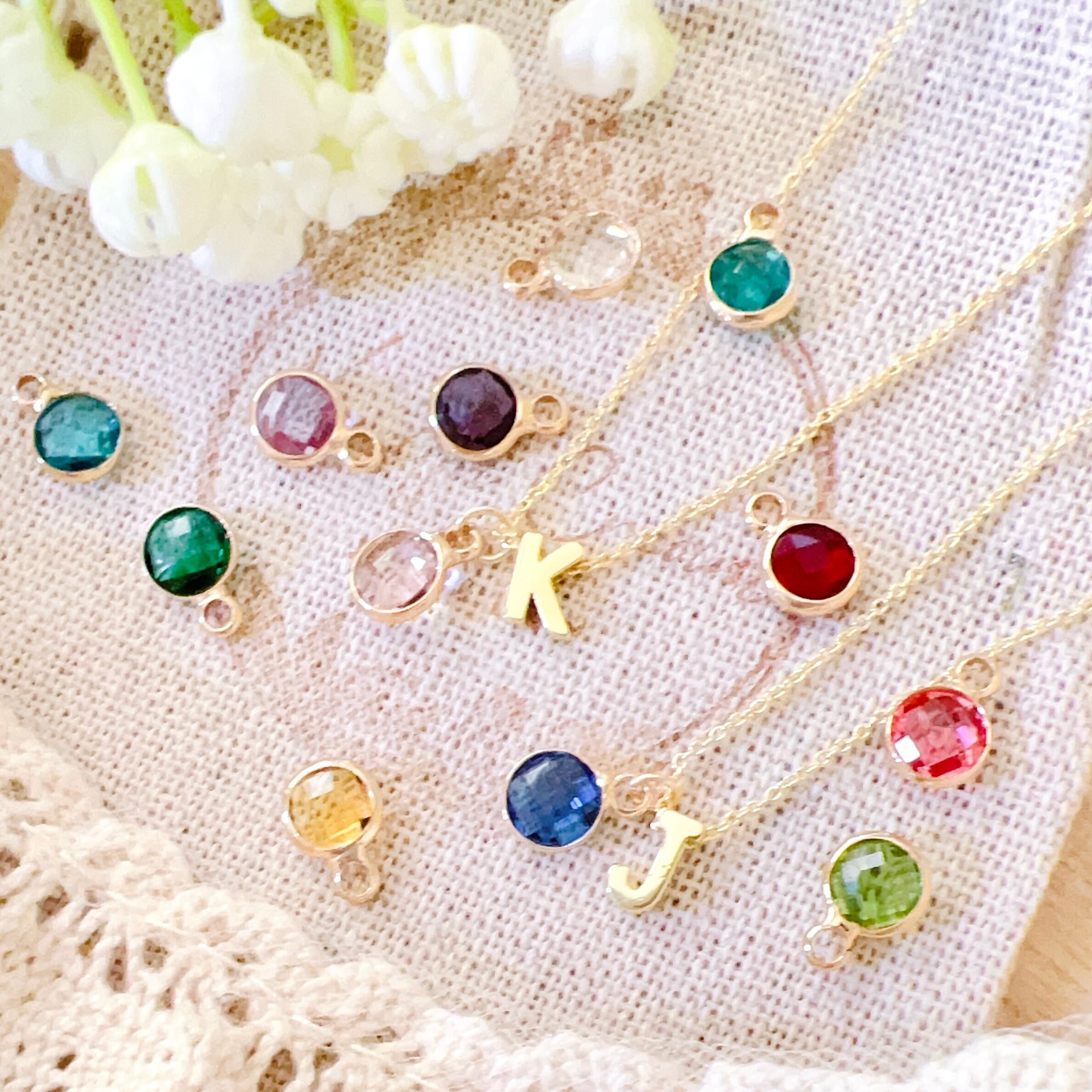 Custom Letter Birthstone Necklace Birthday Gift, Personalized ...