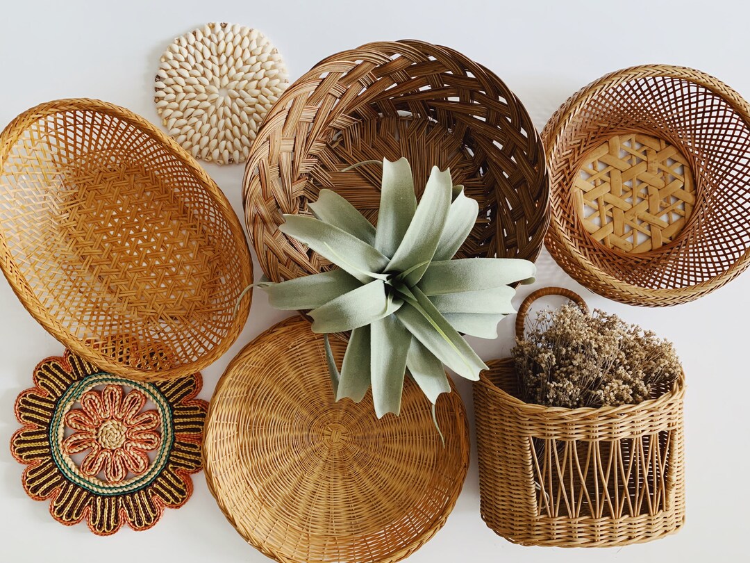 Vintage 7 Piece Wicker Woven Wall Basket Set/wall - Etsy Australia