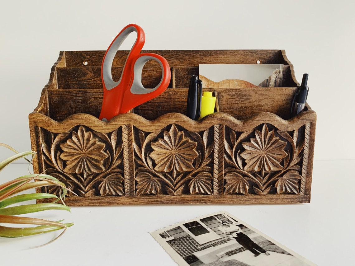 Vintage Lerner Faux Wood Letter Holder/6 Pocket Desk | Etsy