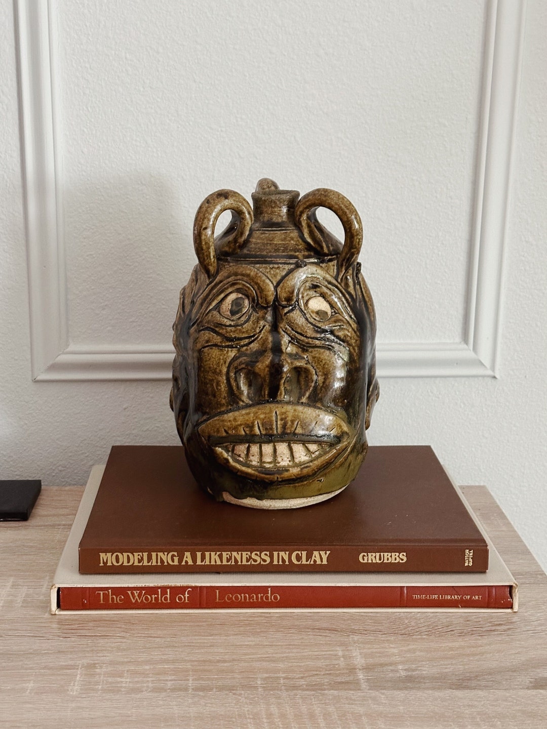 Vintage Triple Ugly Face Pottery Jug/southern Folk Art/90’s Original ...