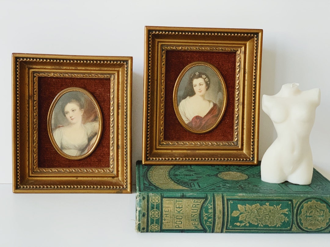 Set of 2 Vintage Cameo Creations Portraits/ornate Gold Composite Frames ...