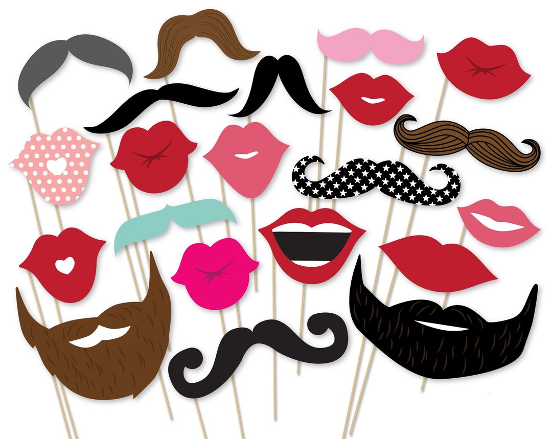 Printable Mustache Photo Booth Props Lips and Beard Photo Booth Props ...