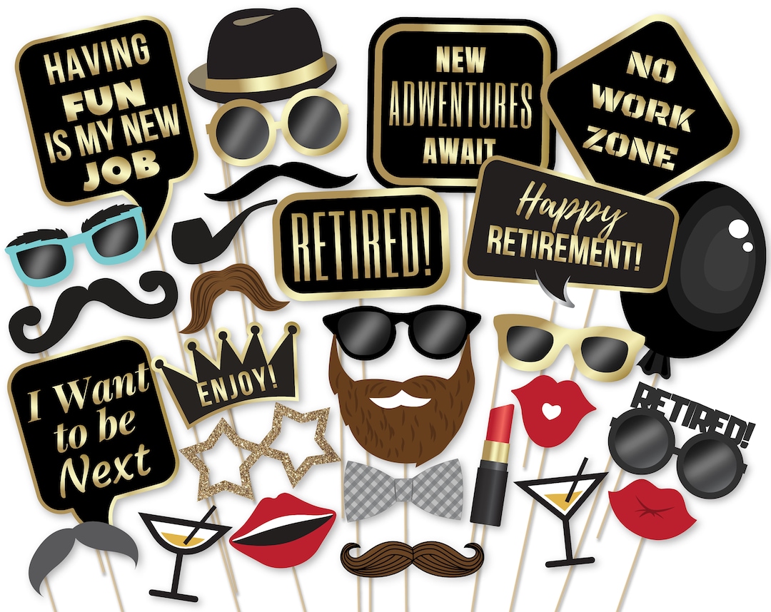 Retirement Party Photo Booth Props: Gold Decorations (PDF) - Etsy