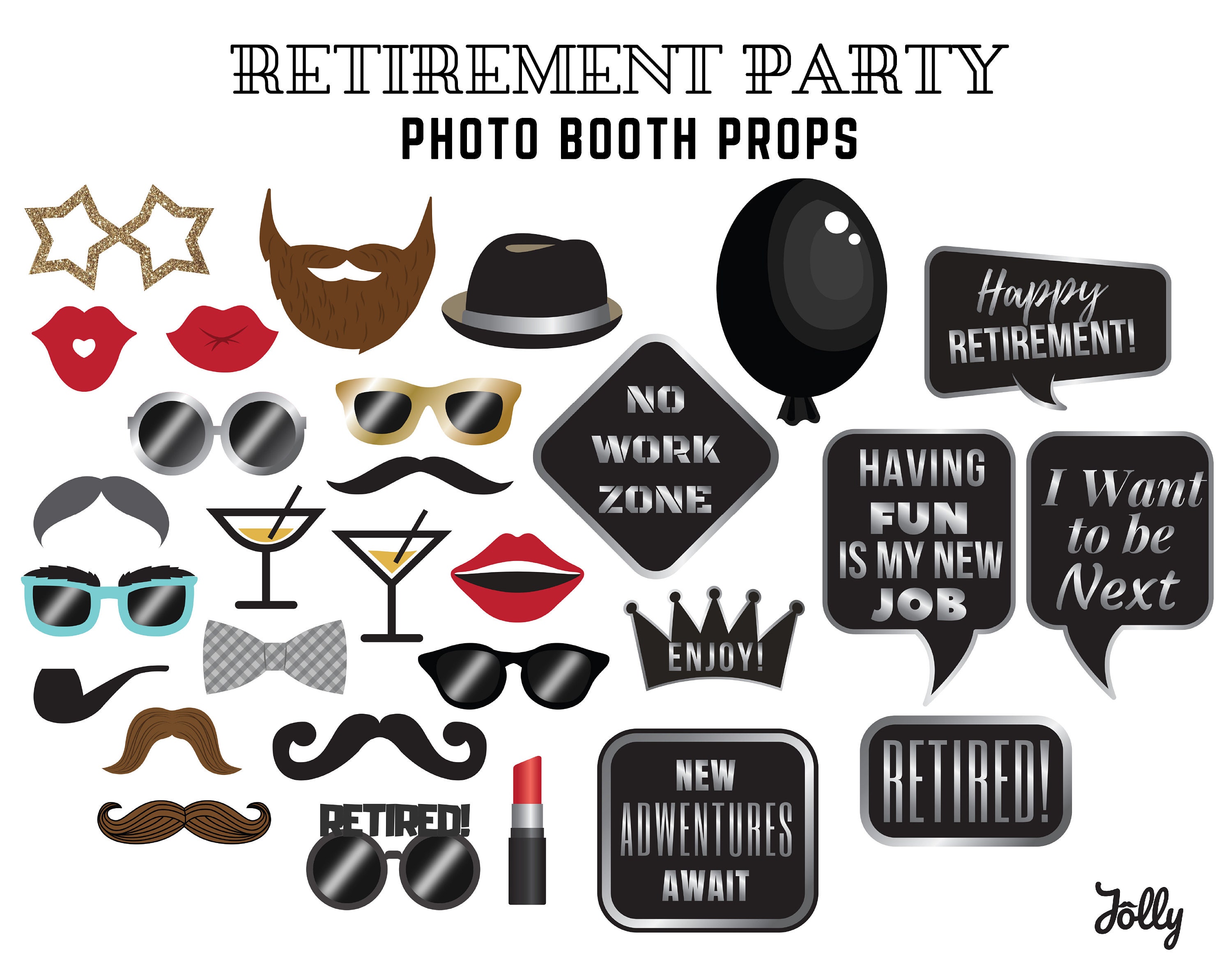 Retirement Party Photo Booth Props: Silver Decor (PDF) - Etsy