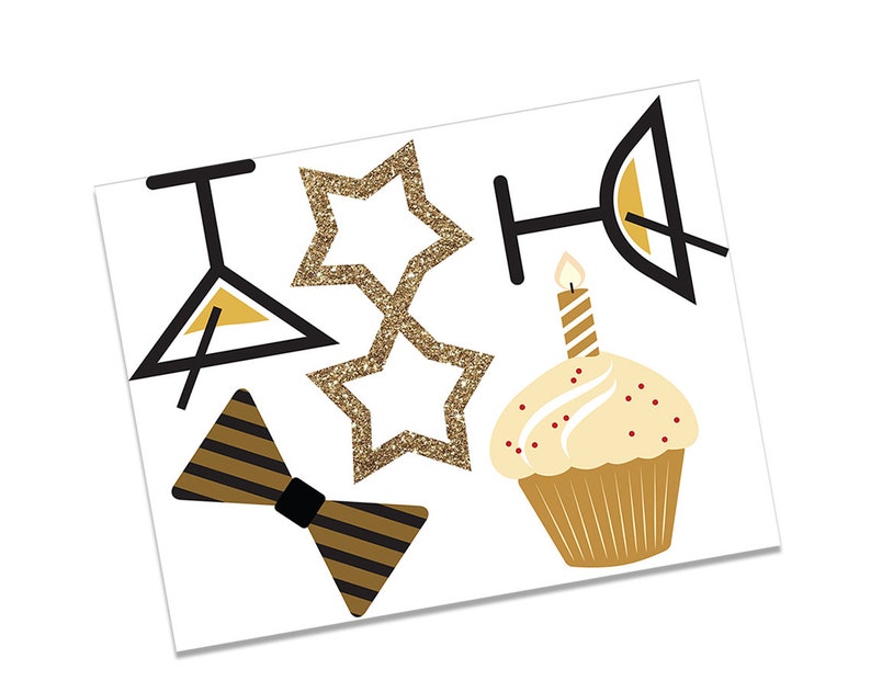 40th Birthday Photo Booth Props: Gold Party Decorations (PDF) - Etsy