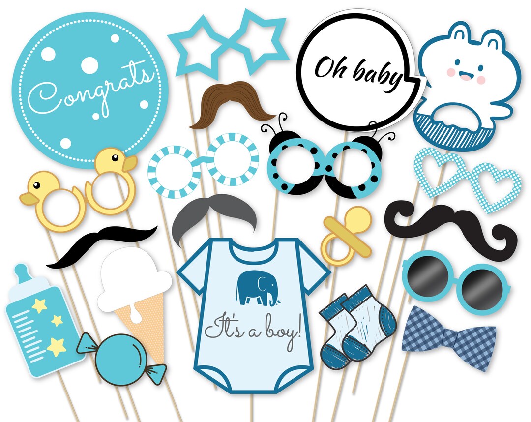 Baby Boy Shower Photo Booth Props Printable Party Props It's a Boy ...