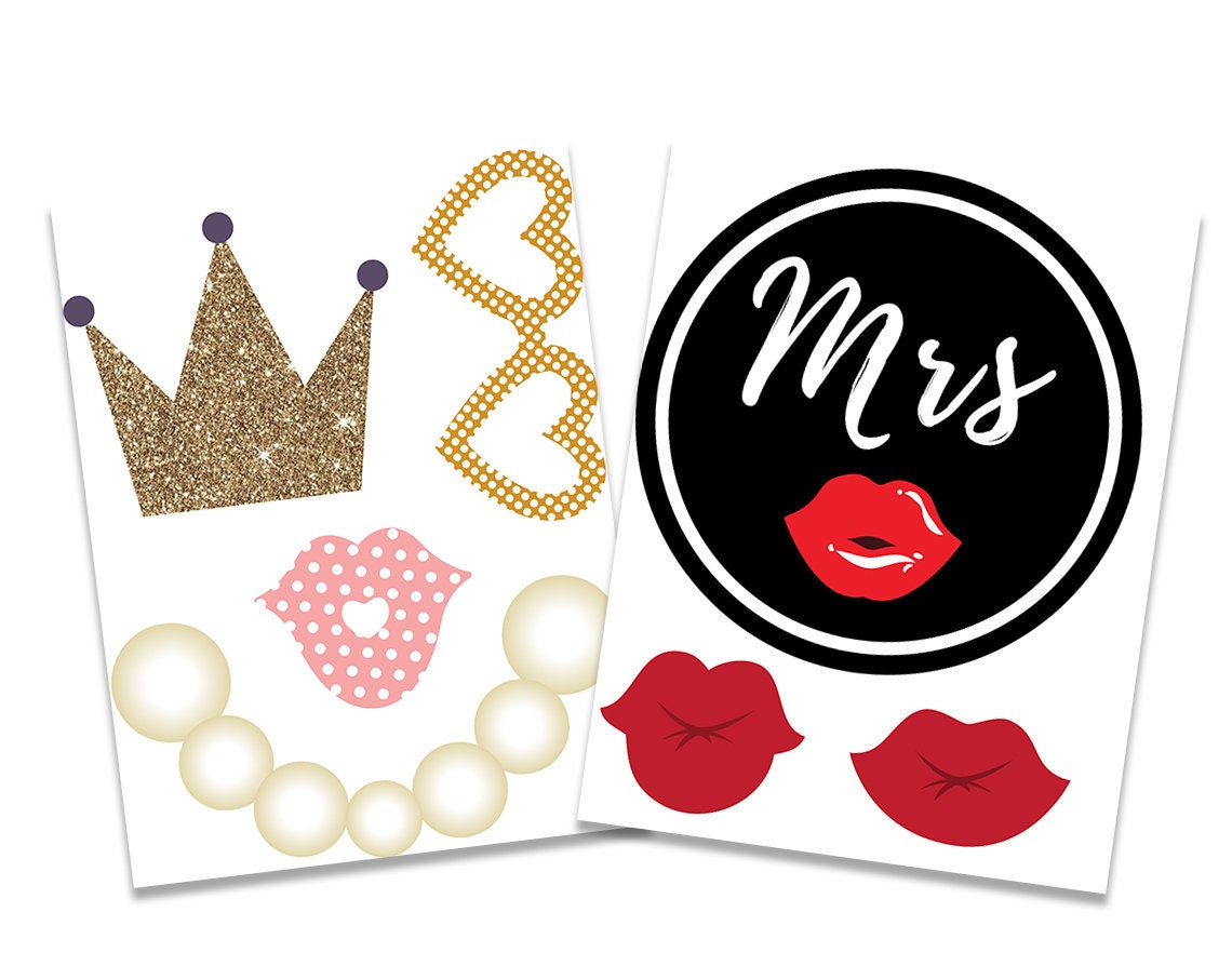 Wedding Photo Booth Props Printable Glitter Wedding Party - Etsy