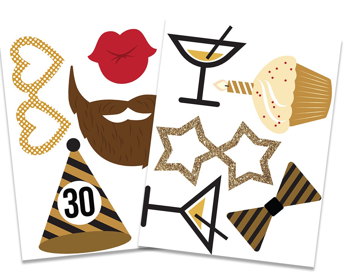 30th Birthday Photo Booth Props: Printable PDF. Thirtieth Birthday ...