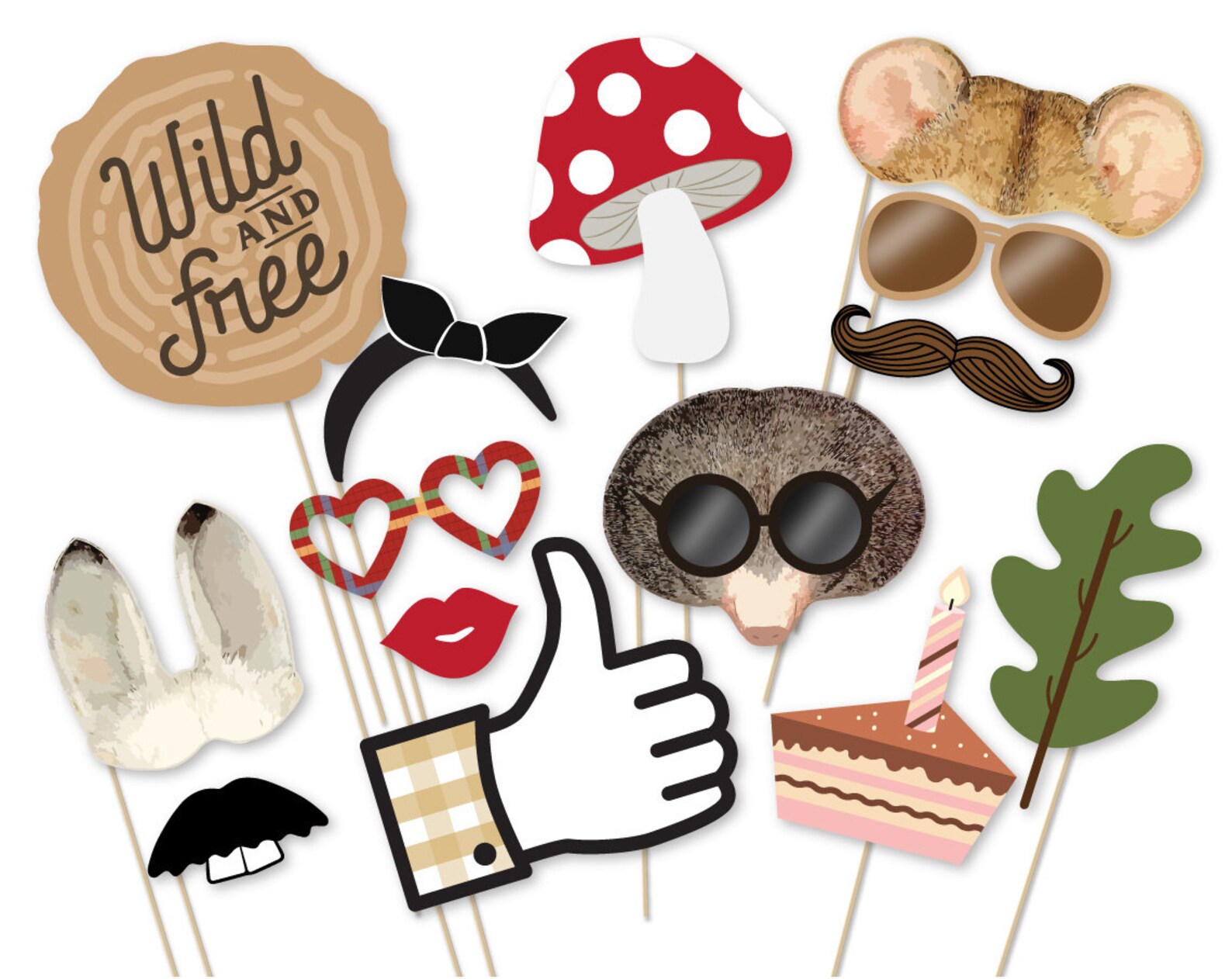 Camping Photo Booth Props, Printable PDF. Animal Theme Birthday Party ...