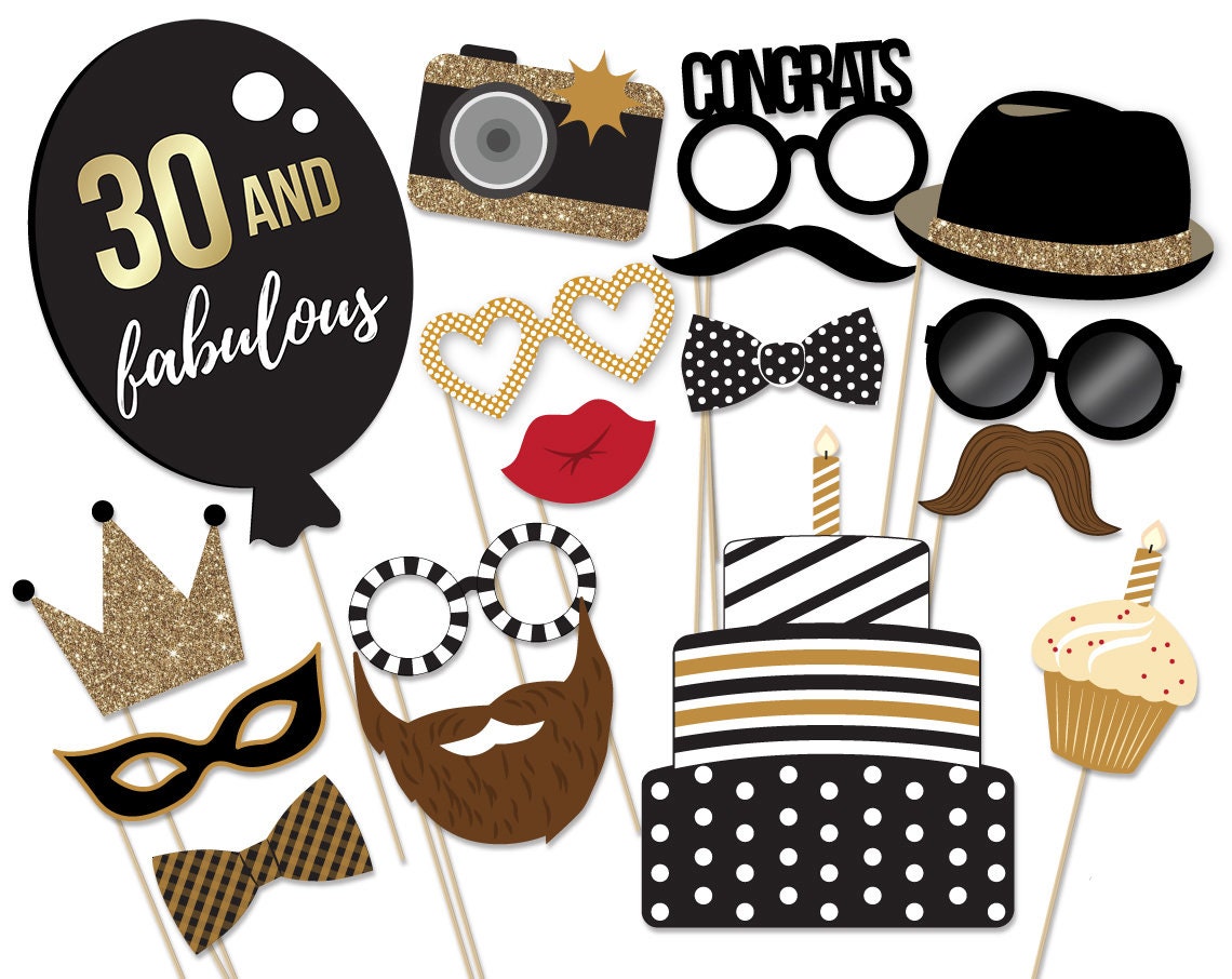 30th Birthday Photo Booth Props: Printable PDF. Thirtieth Birthday ...