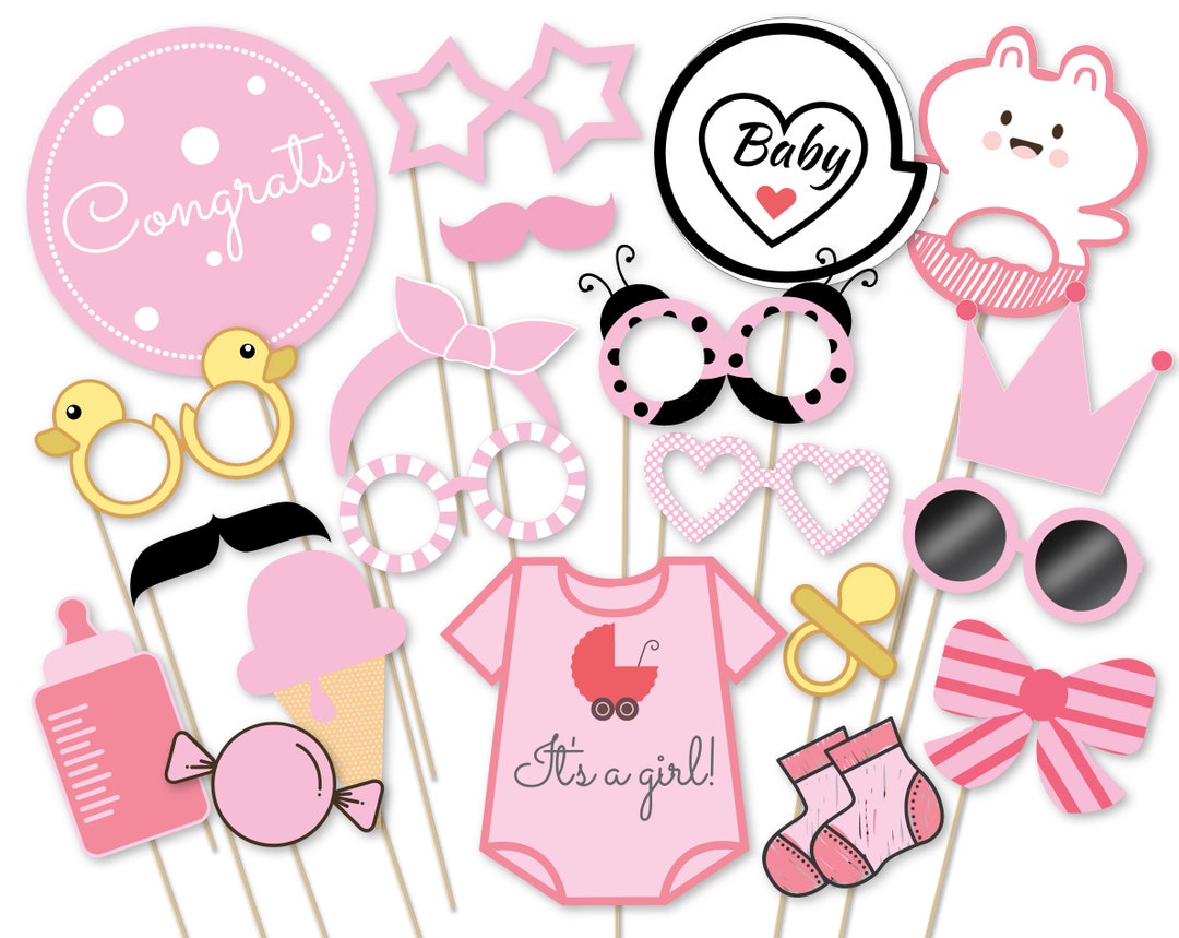 Baby Shower Photo Booth Props Printable Party Props It's a Girl Photo ...