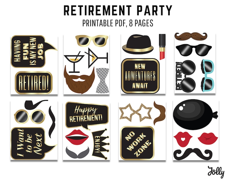 Retirement Party Photo Booth Props. Printable Retirement Party Props ...