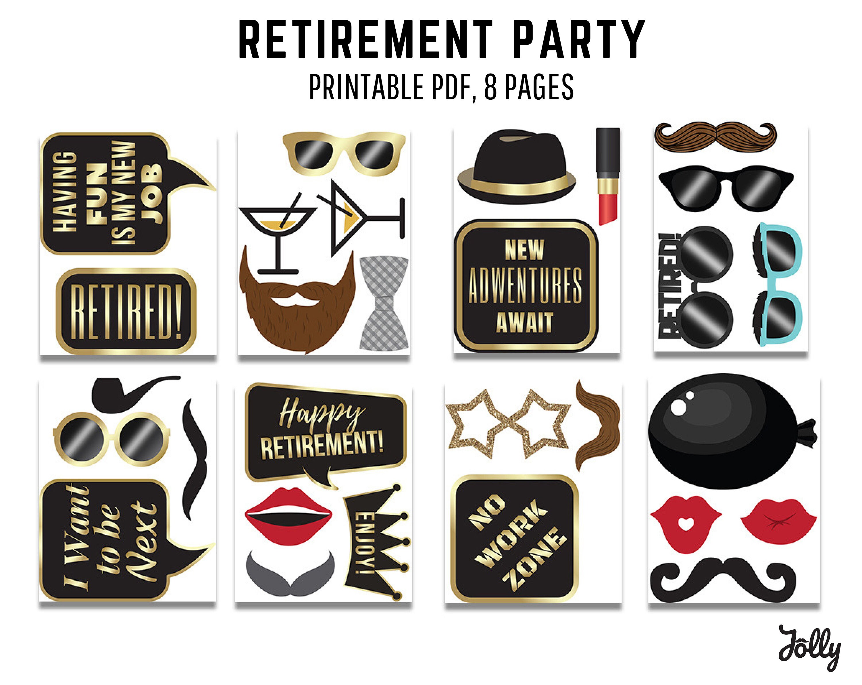 Retirement Party Photo Booth Props. Printable Retirement Party Props ...