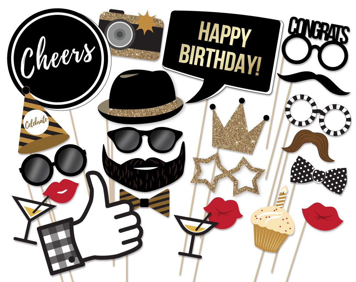 Birthday Photo Booth Props Printable PDF. Birthday Party Decorations ...