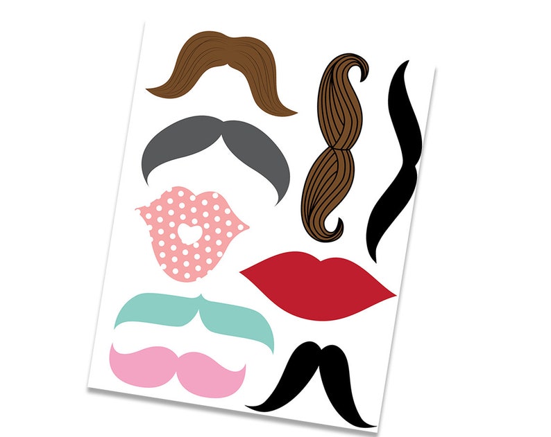 Printable Mustache Photo Booth Props Lips and Beard Photo Booth Props ...