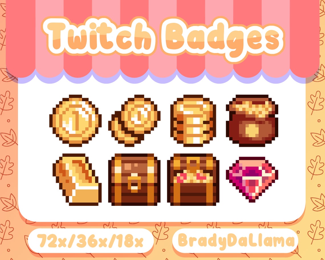 8 Treasure Coin Twitch Badges / Instant Download, RPG Gold Coin Badges ...