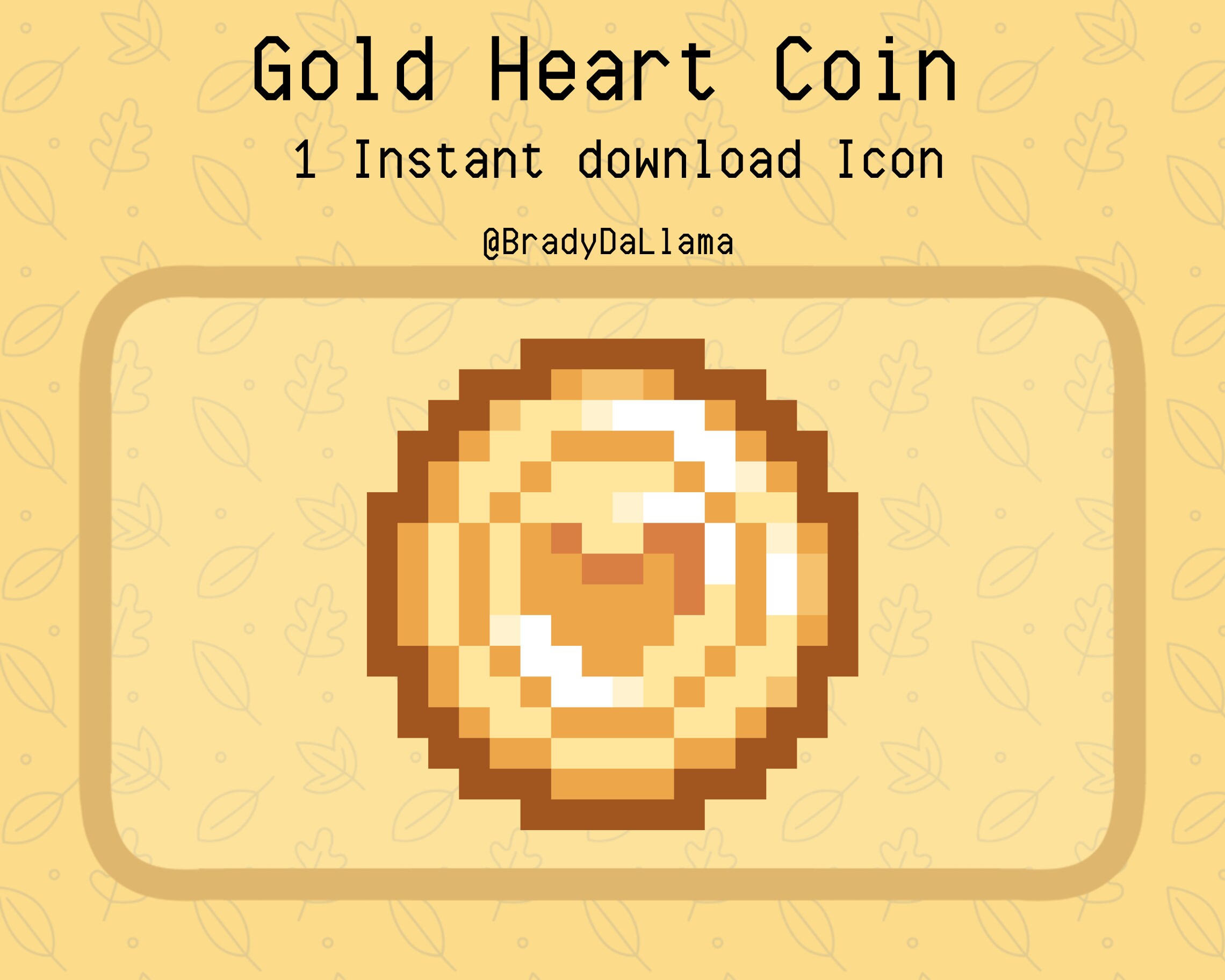 1 Gold Heart Coin Twitch Icon / Instant Download Heart Coin | Etsy