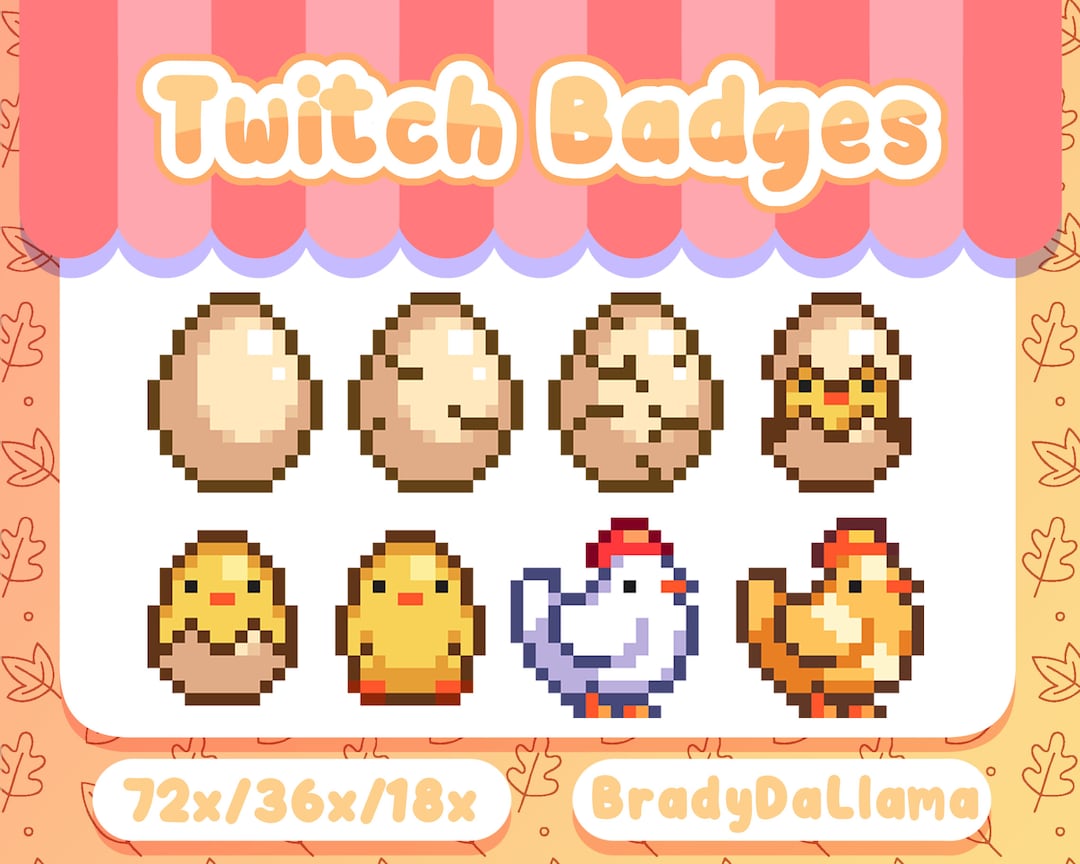 8 Hatching Chicken Twitch Badges / Instant Download, Cute Egg Chick ...