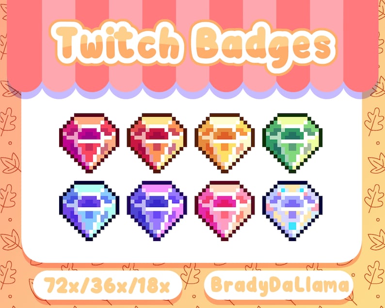 8 Crystal Gem Twitch Badges / Instant Download, RPG Treasure Diamond ...