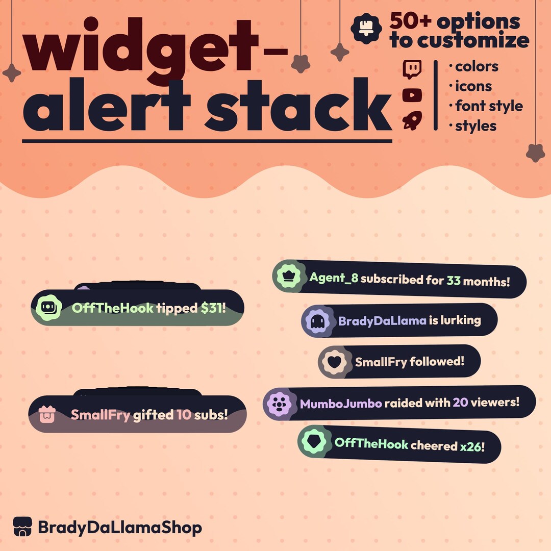 Alert Stack Twitch/youtube Widget | Instant Install | Customizable Cute Twitch Widget - Etsy