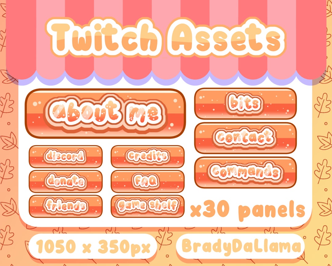 30 Tangerine Orange Glassy Starlight Twitch Panels / Instant Download ...