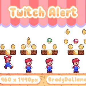 10 Mario Pixel Twitch Alerts / Instant Download, Cute Retro Gaming ...