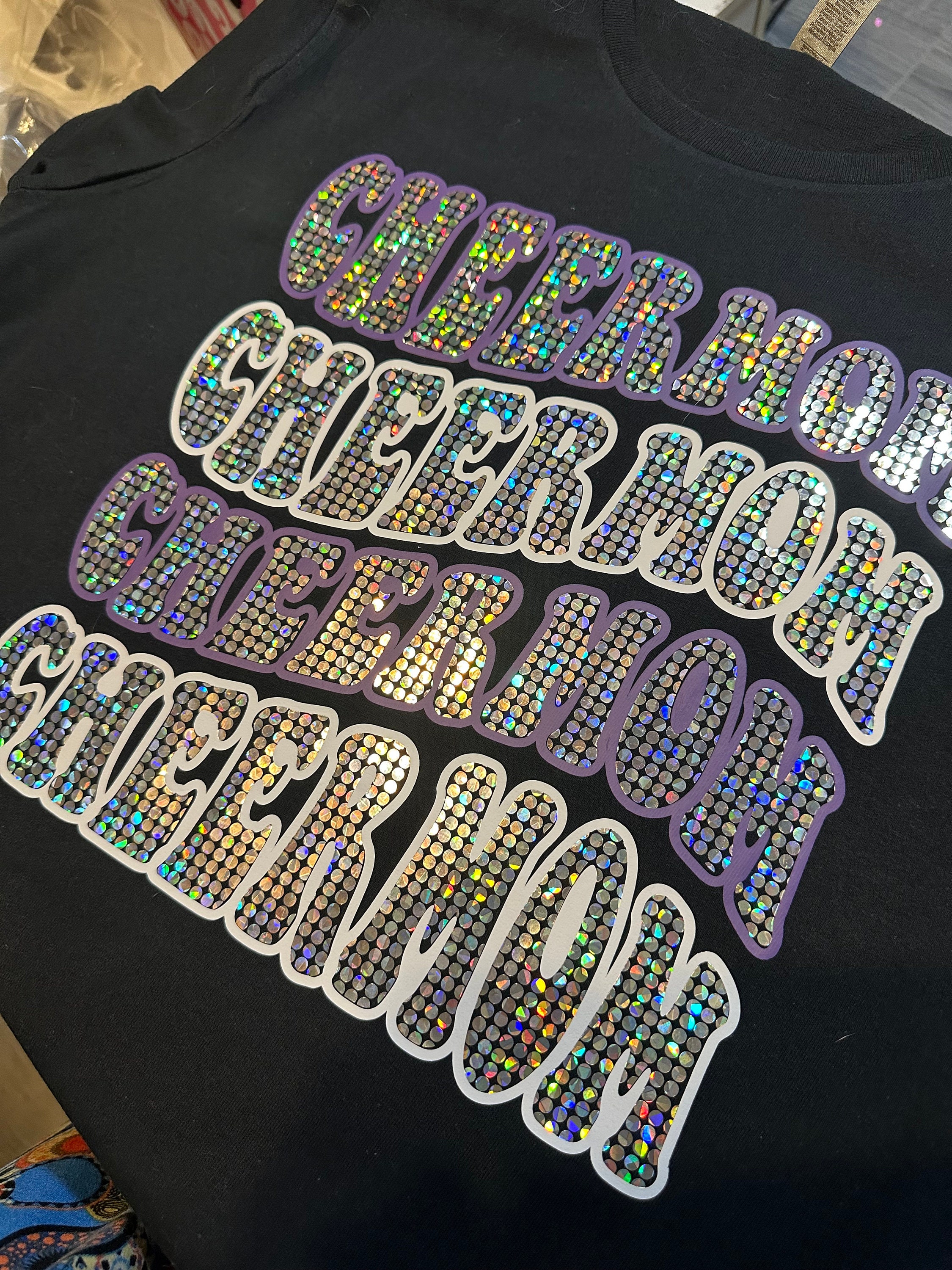 Sparkle Spangle Holographic Matching Daughter Shirt Cheer Mom Cheerleader Neon or Custom Colors ...