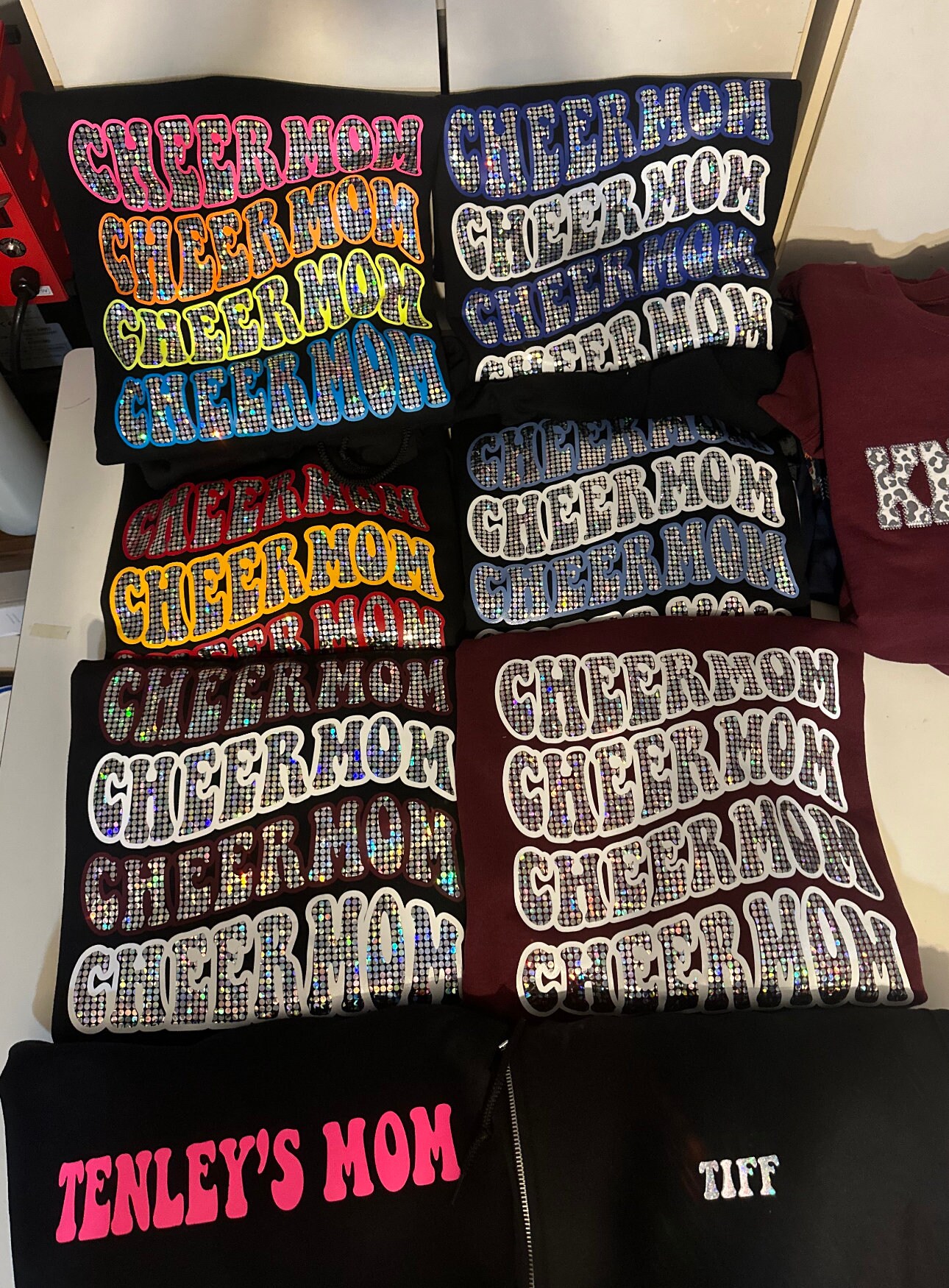 Sparkle Spangle Holographic Matching Daughter Shirt Cheer Mom Cheerleader Neon or Custom Colors ...