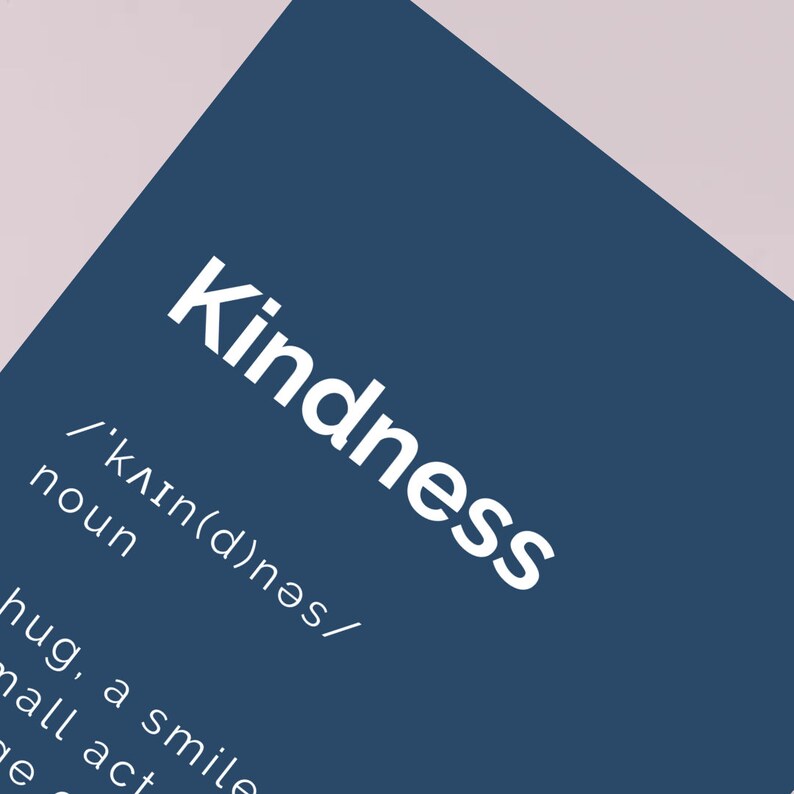 Kindness Definition A3 Poster: Motivational Blue Wall Art - Etsy