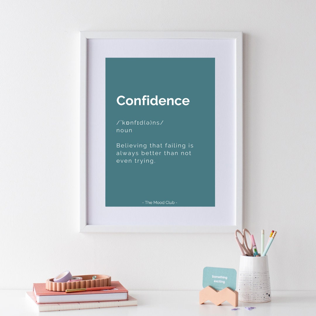 Confidence Definition A3 Green Print Poster/motivational Wall Art ...