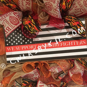 Firefighter Support Wreath/ Handmade Gifts, Front Door Decor, Beautiful ...