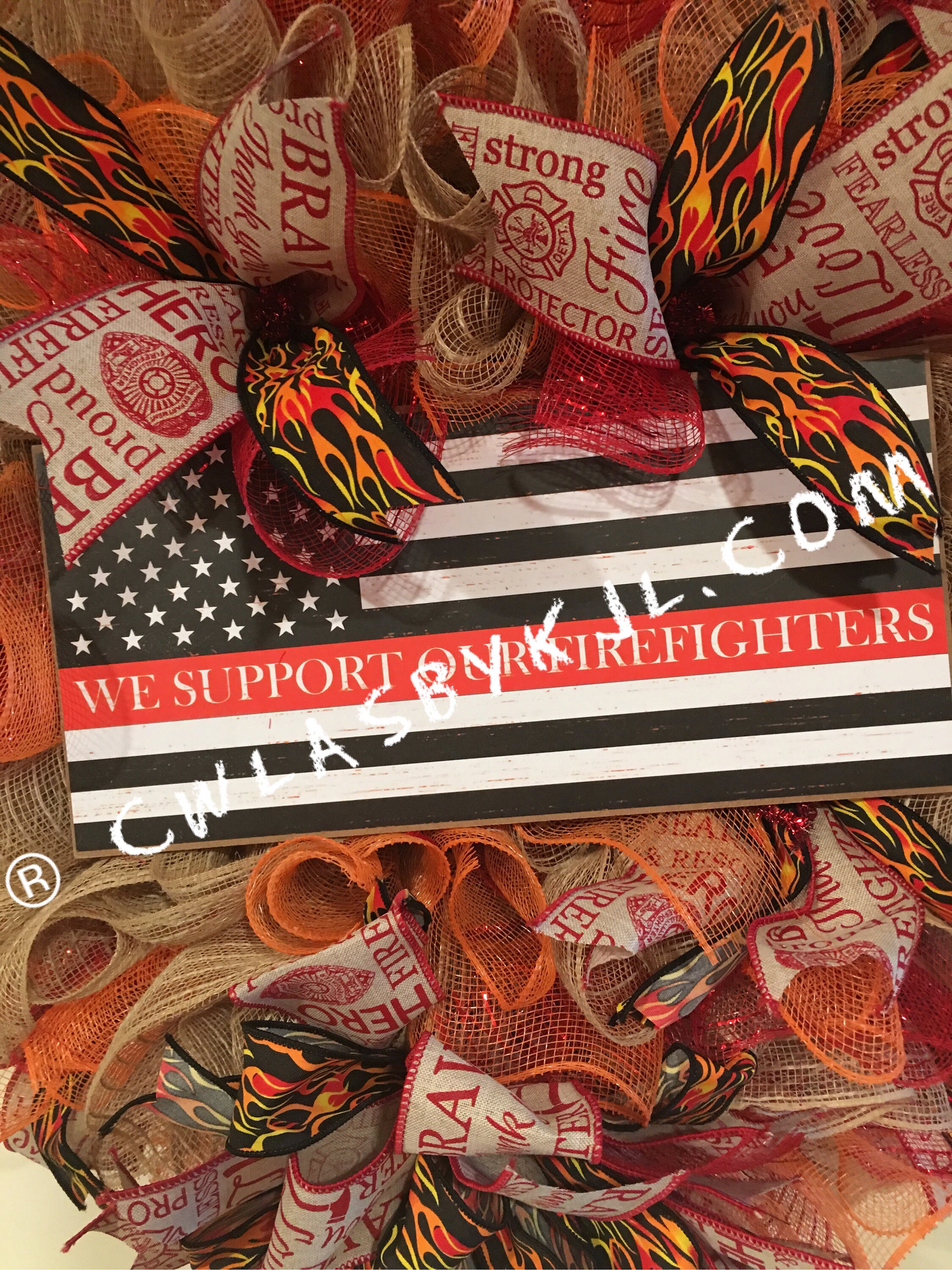 Firefighter Support Wreath/ Handmade Gifts, Front Door Decor, Beautiful ...