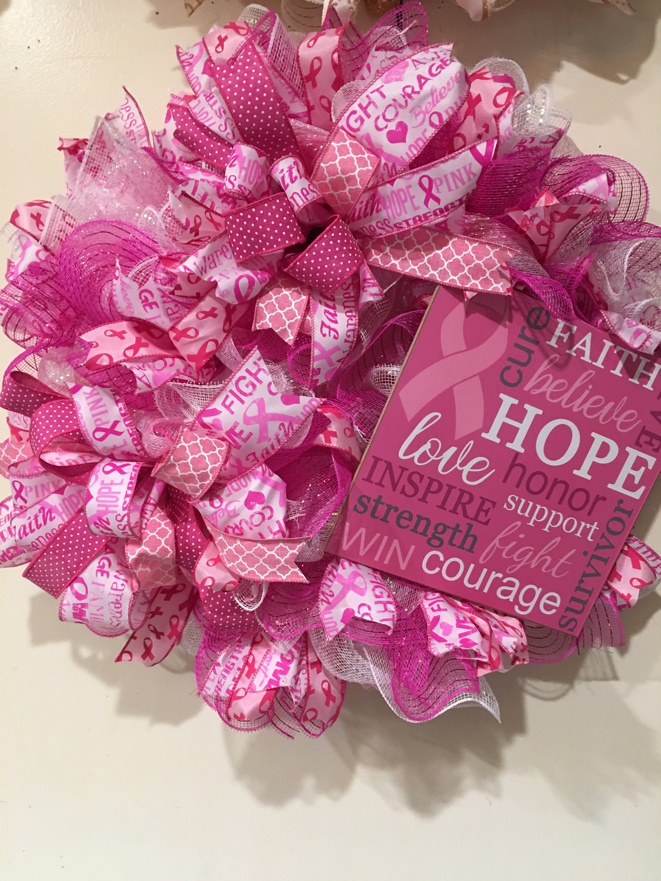 Breast Cancer wreath breast cancer awareness wreath pink | Etsy