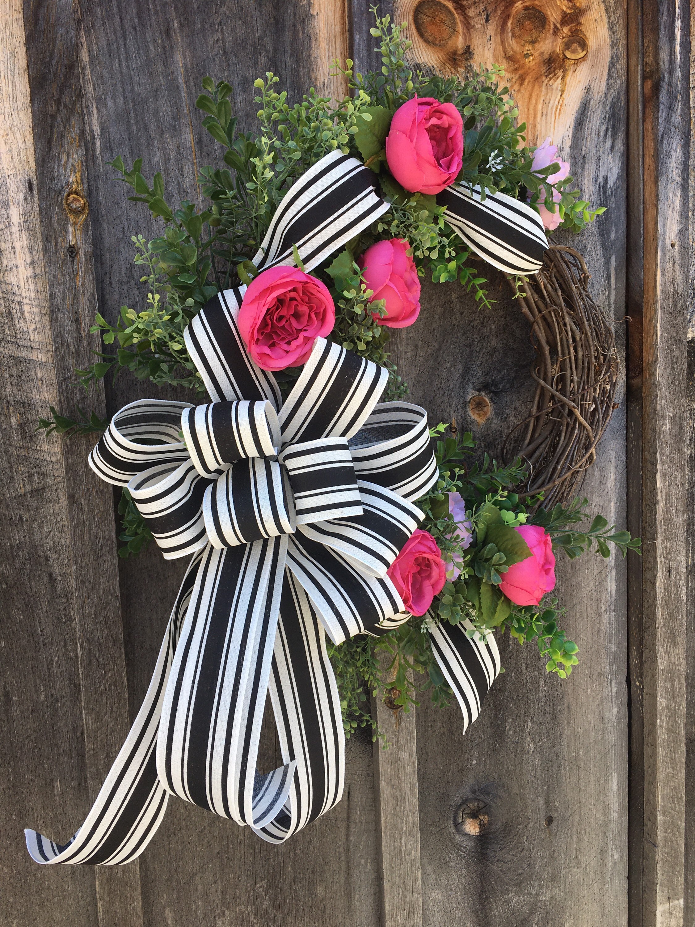 Spring floral grapevine wreath silk flower wreath front door | Etsy