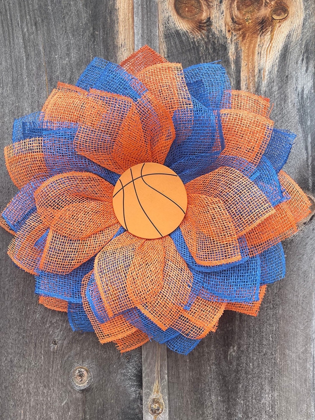 Orange & Blue Team Wreath, Basketball Wreath, Orange Wreath, Sports ...