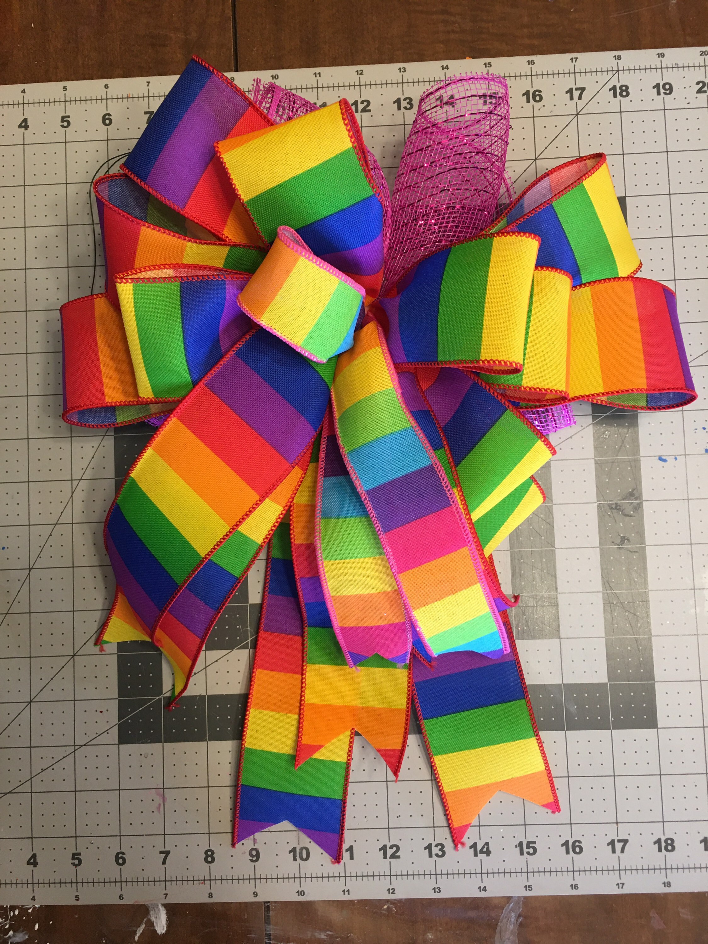 Rainbow Mail Box Bow, Rainbow Door Hanger, Rainbow Lantern Bow, Outdoor ...
