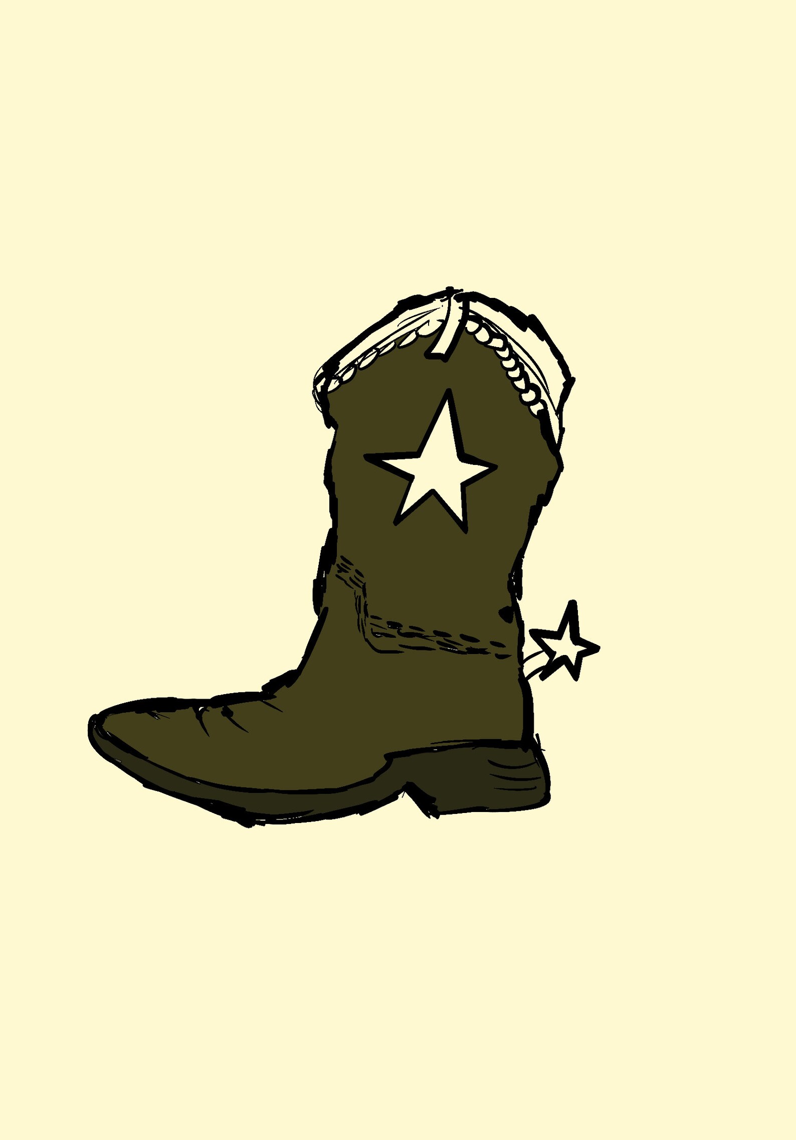 Star Boot, 8.5x11" Cowboy Boot Design, Multiple Background Options ...