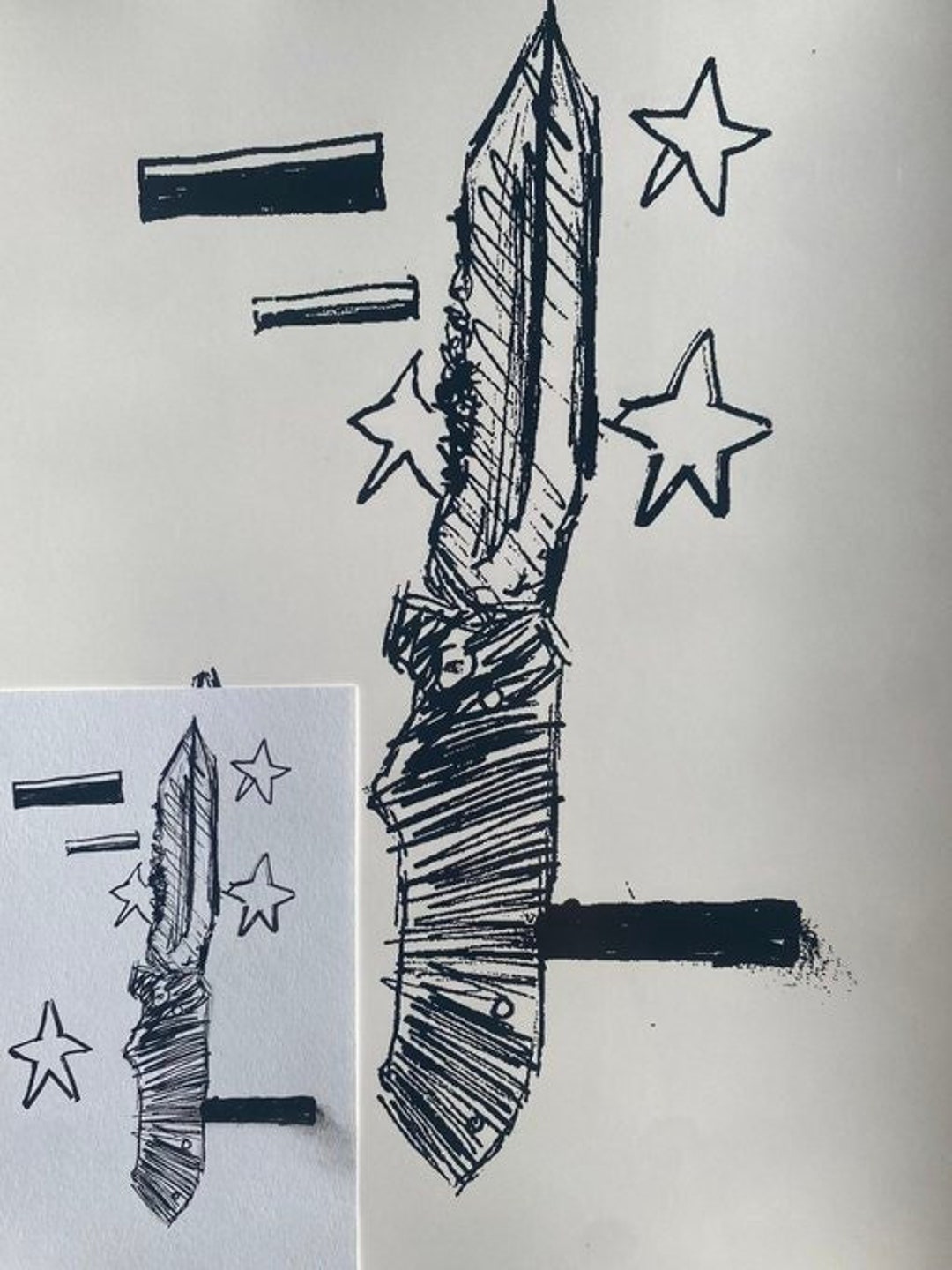 Star Knife Ink Sketch Print - 8x11 Glossy Paper - Etsy