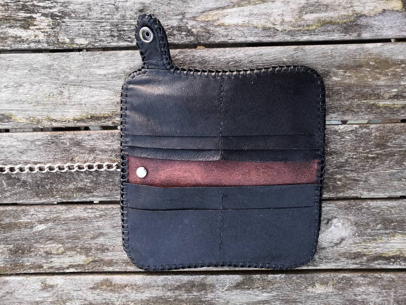 Hand Carved Biker Wallet With Triumph and Norton Engine Pulling Against ...