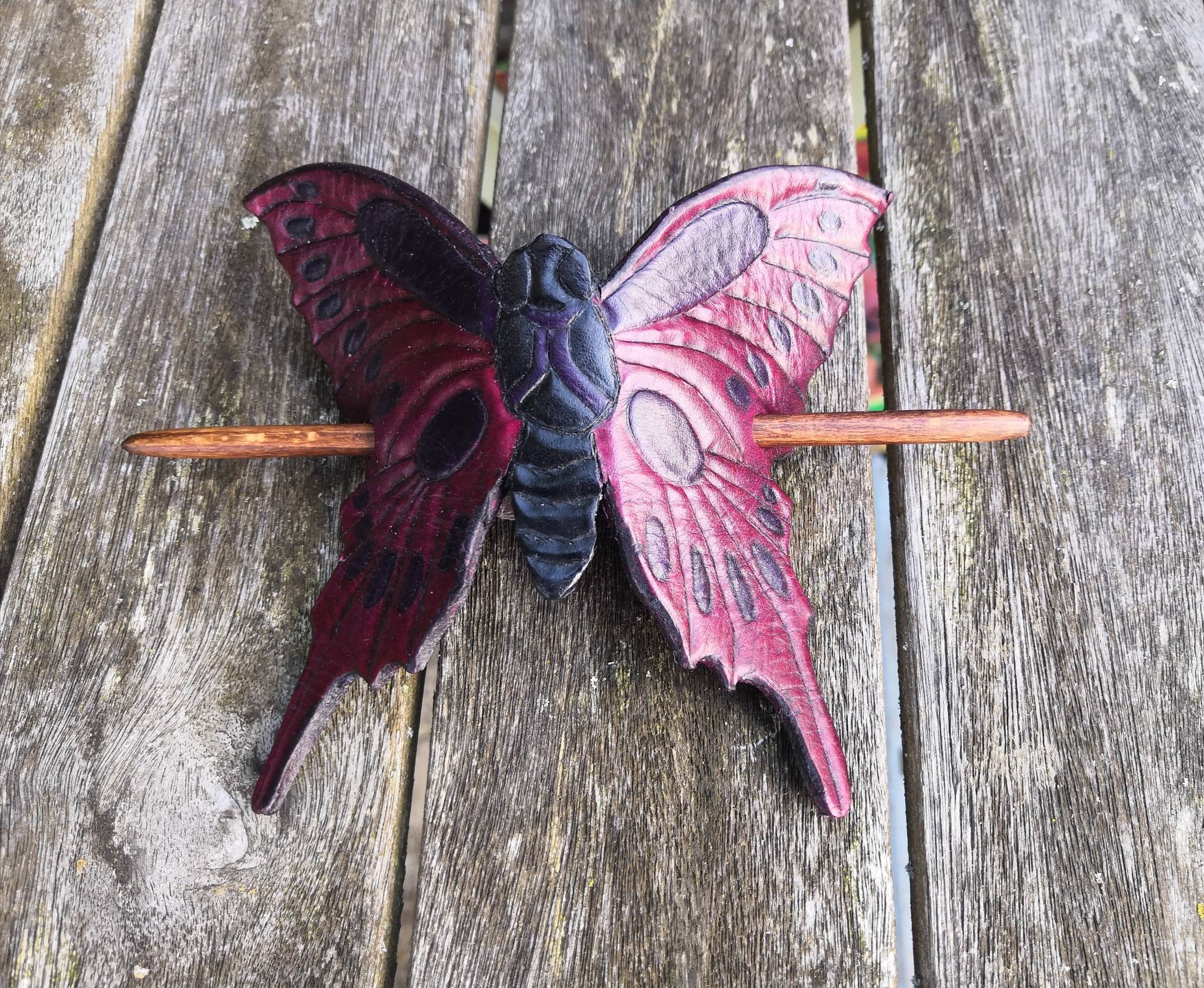 Leather Butterfly Hair Barrette - Etsy