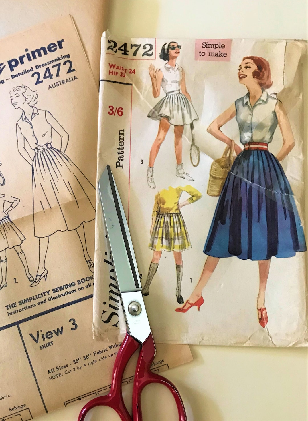 SIMPLICITY 2472 (GB) 1950's Rare Vintage "simple to Make Skirt ...