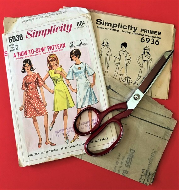 SIMPLICITY 6936 US 1966 Retro Vintage bell Sleeve | Etsy